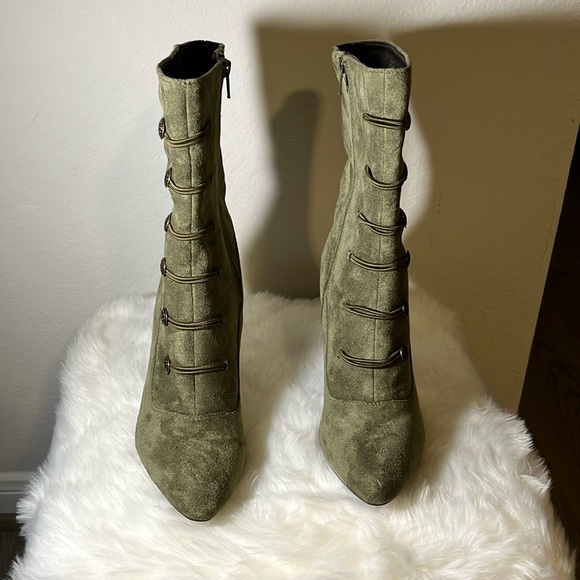 Rialto | Shoes | Rialto Chung Faux Suede Midcalf Booties Olive Green ...